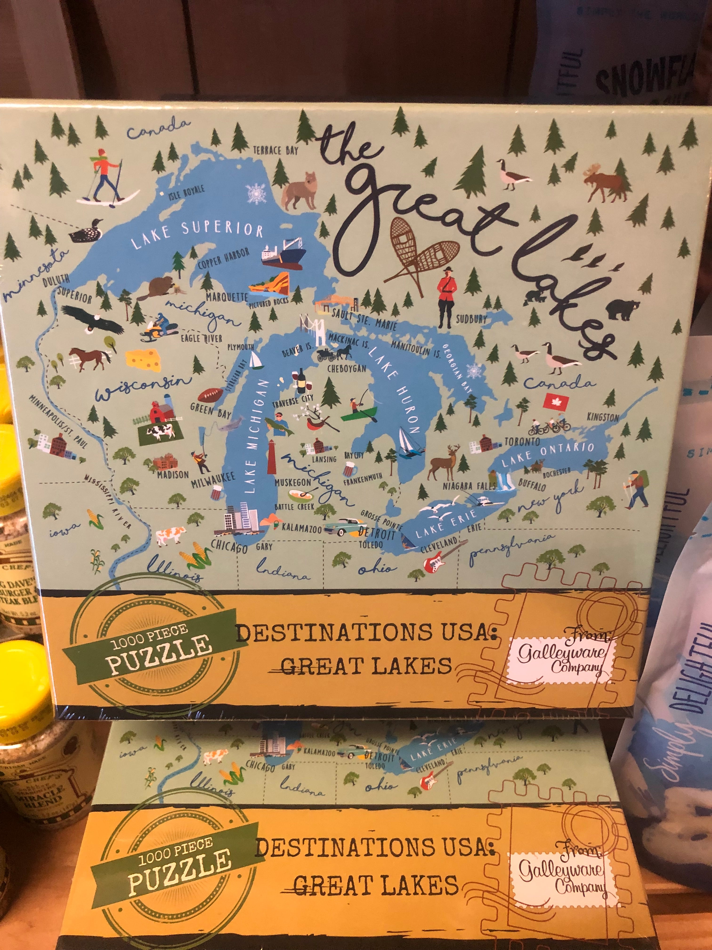 PUZZLE MICHIGAN GREAT LAKES ICONS 1000 pieces – Rebecca’s Michigan Store
